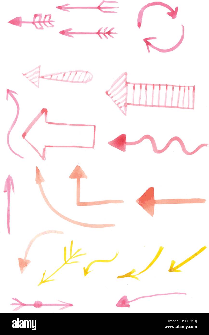 Set of hand-drawn watercolor arrows Vector illustration Stock Vector ...