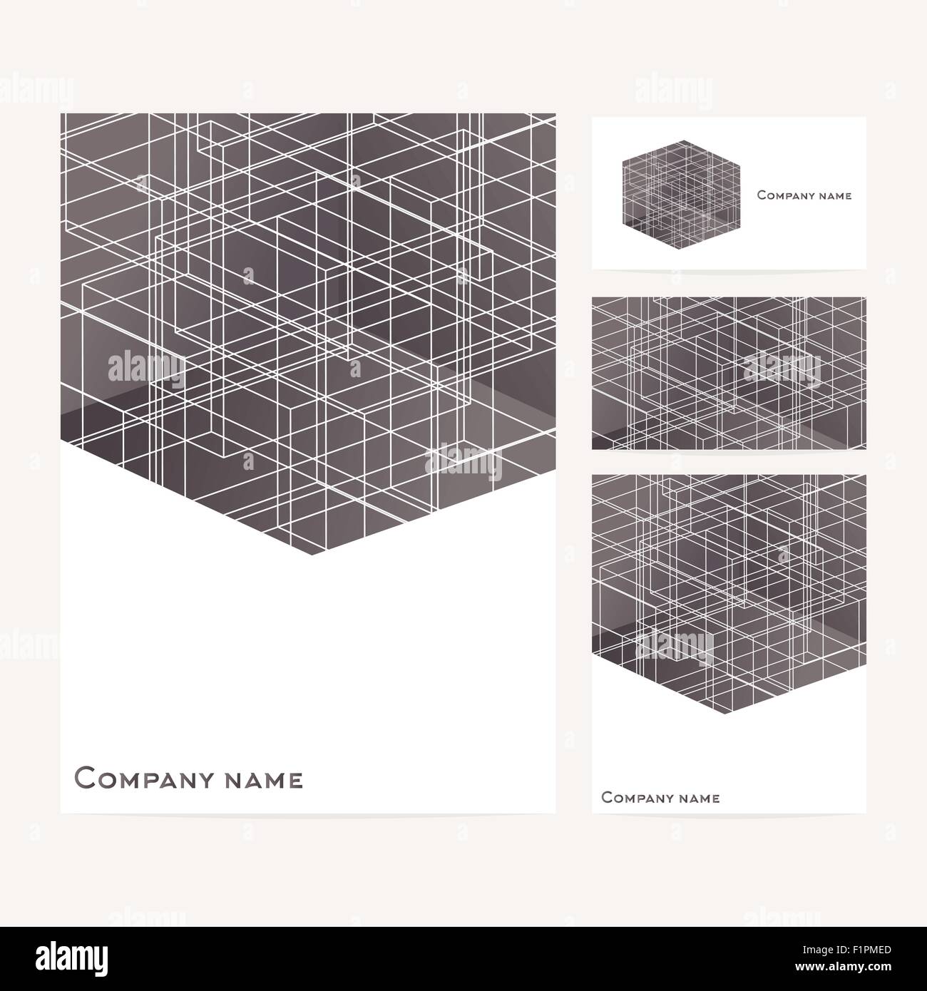 Stationery template design with square elements and white lines Vector ...