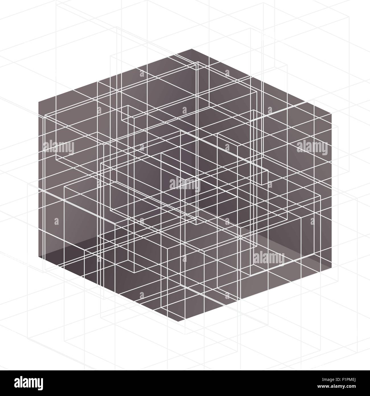 White lines above brown cube Abstract vector illustration Stock Vector ...