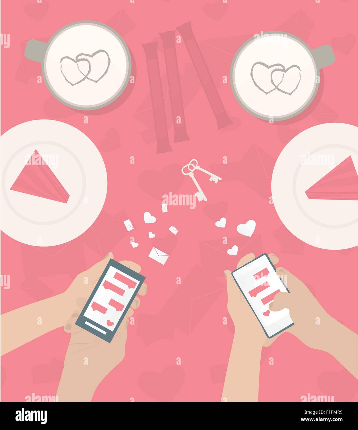 Human hand is sending love messages using cellphone wireless ...