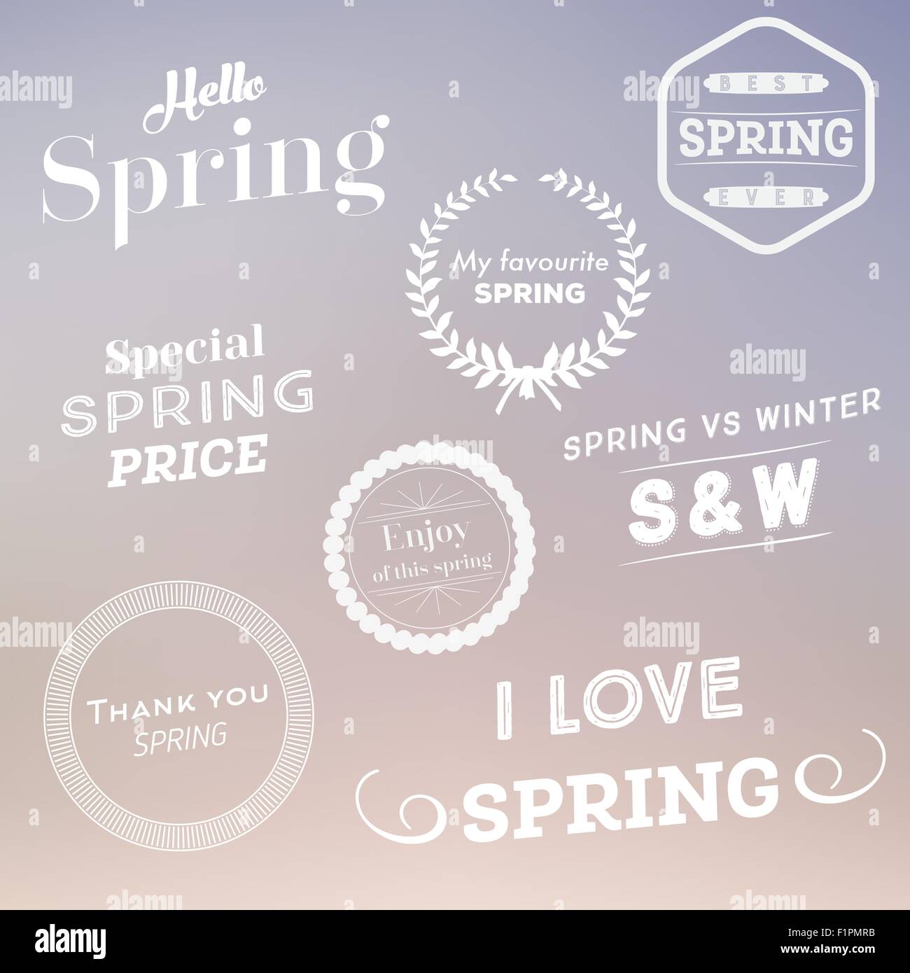 Set of spring typographic design elements Vector illustration Stock ...