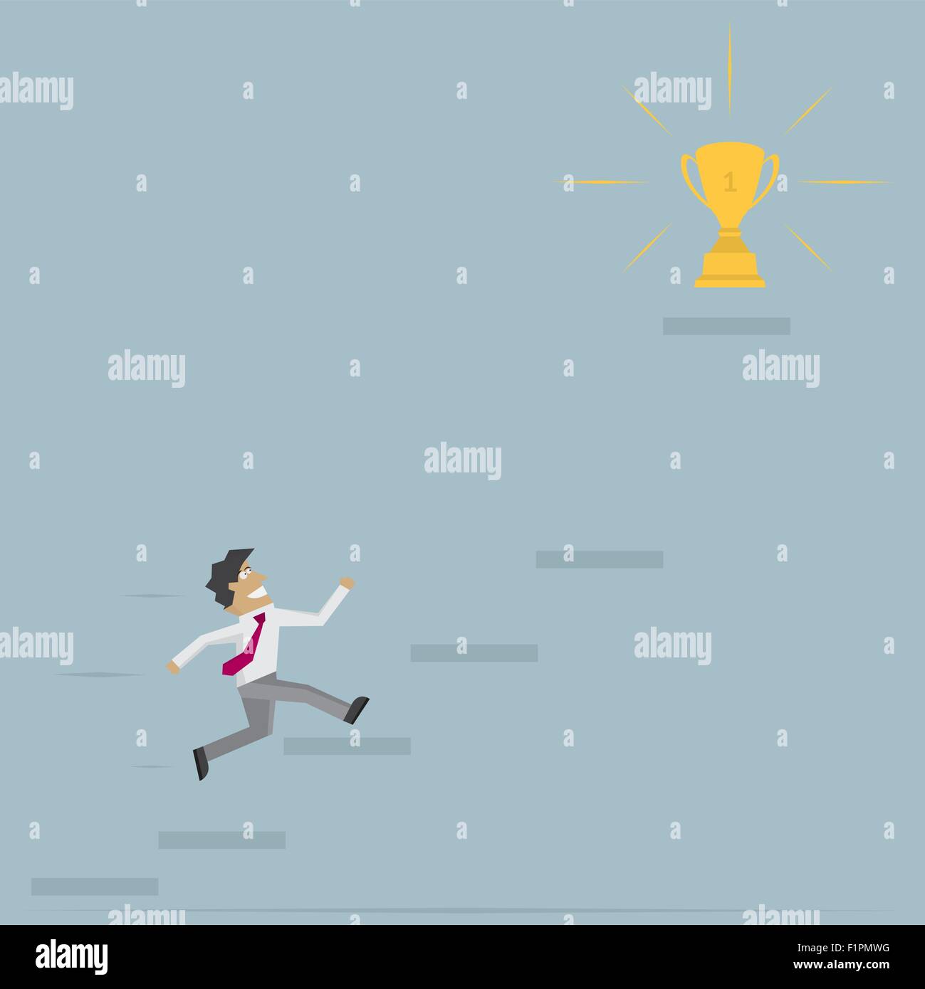 businessman run on stairs to goal Vector illustration Stock Vector ...