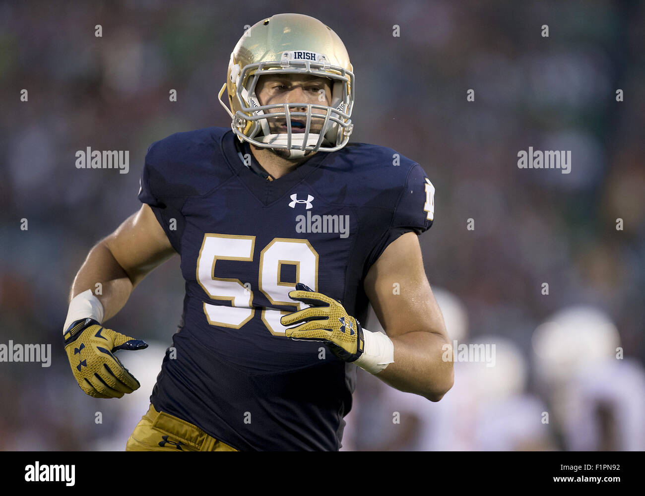 South Bend, Indiana, USA. 05th Sep, 2015. Notre Dame linebacker Jarrett ...