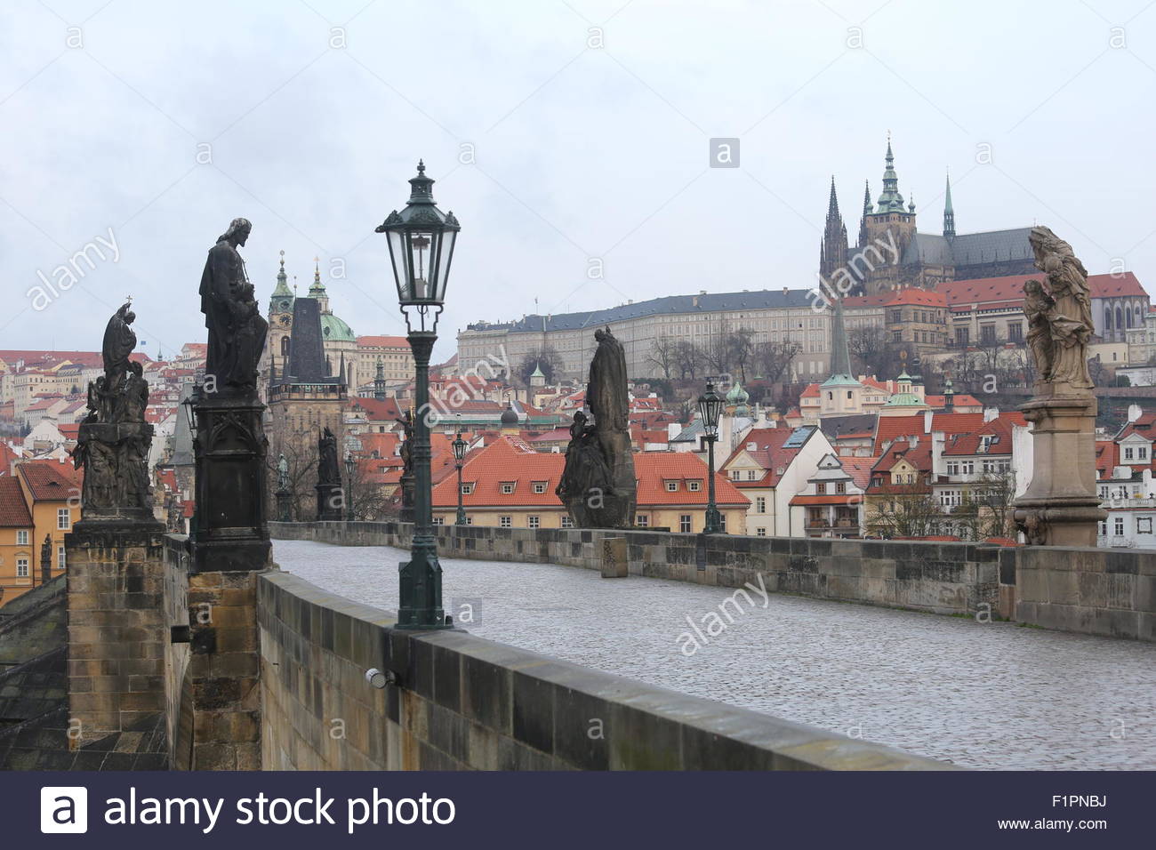 shot of Prague with Prague Castle in the background Stock Photo - Alamy