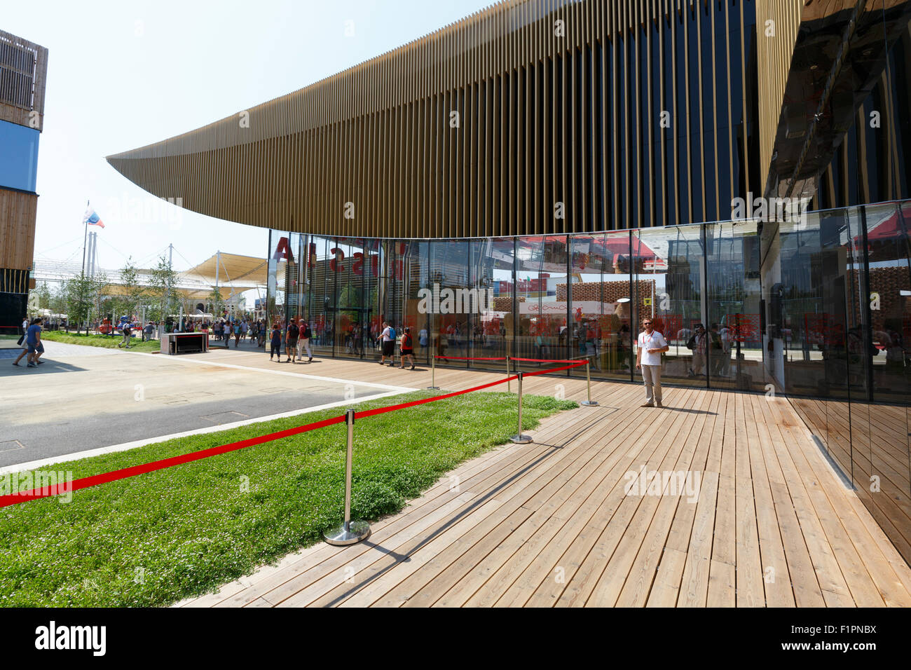 Milan, Italy, 12 August 2015: Detail of the Russian Federation pavilion ...
