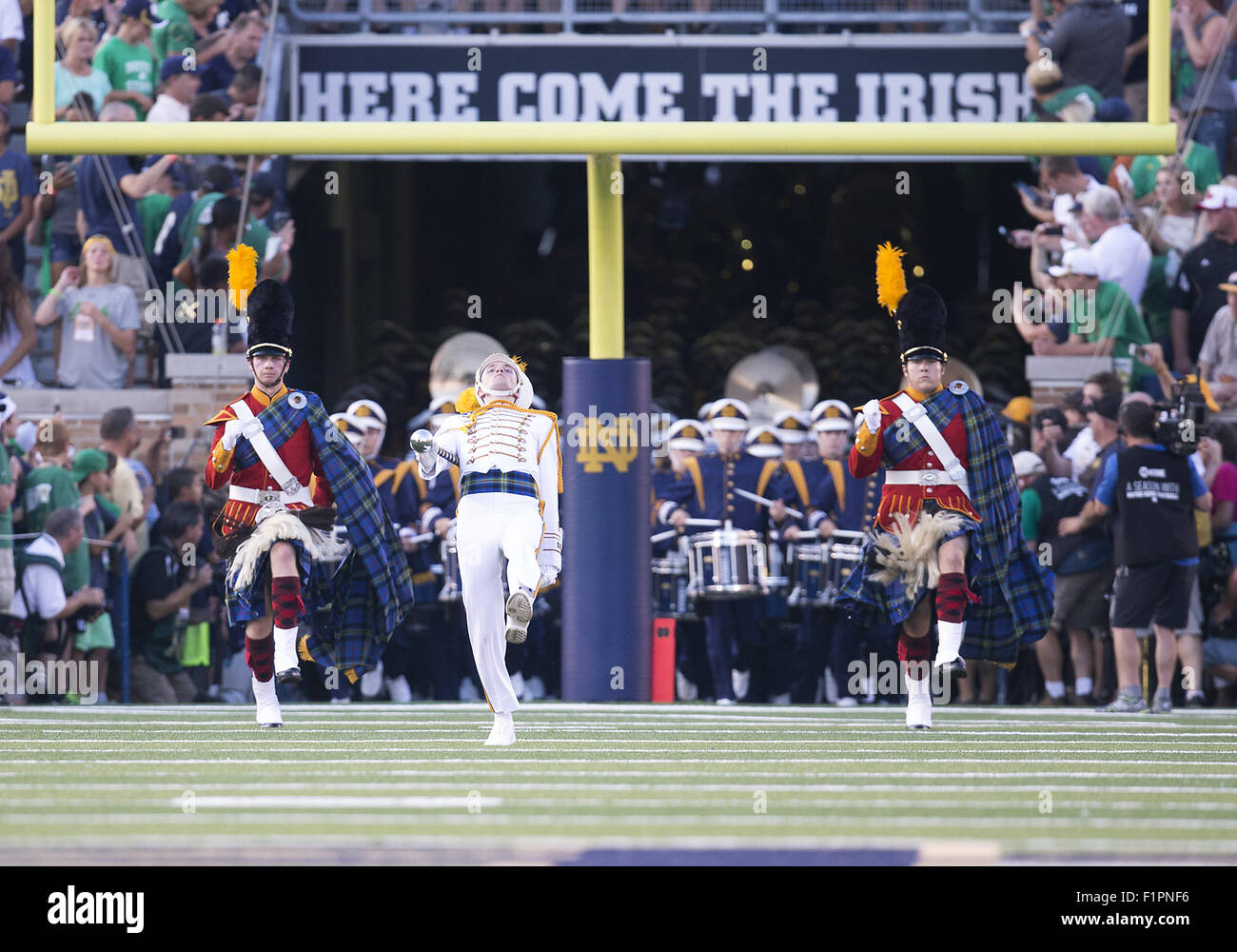 South Bend, Indiana, USA. 05th Sep, 2015. Notre Dame band comes onto ...