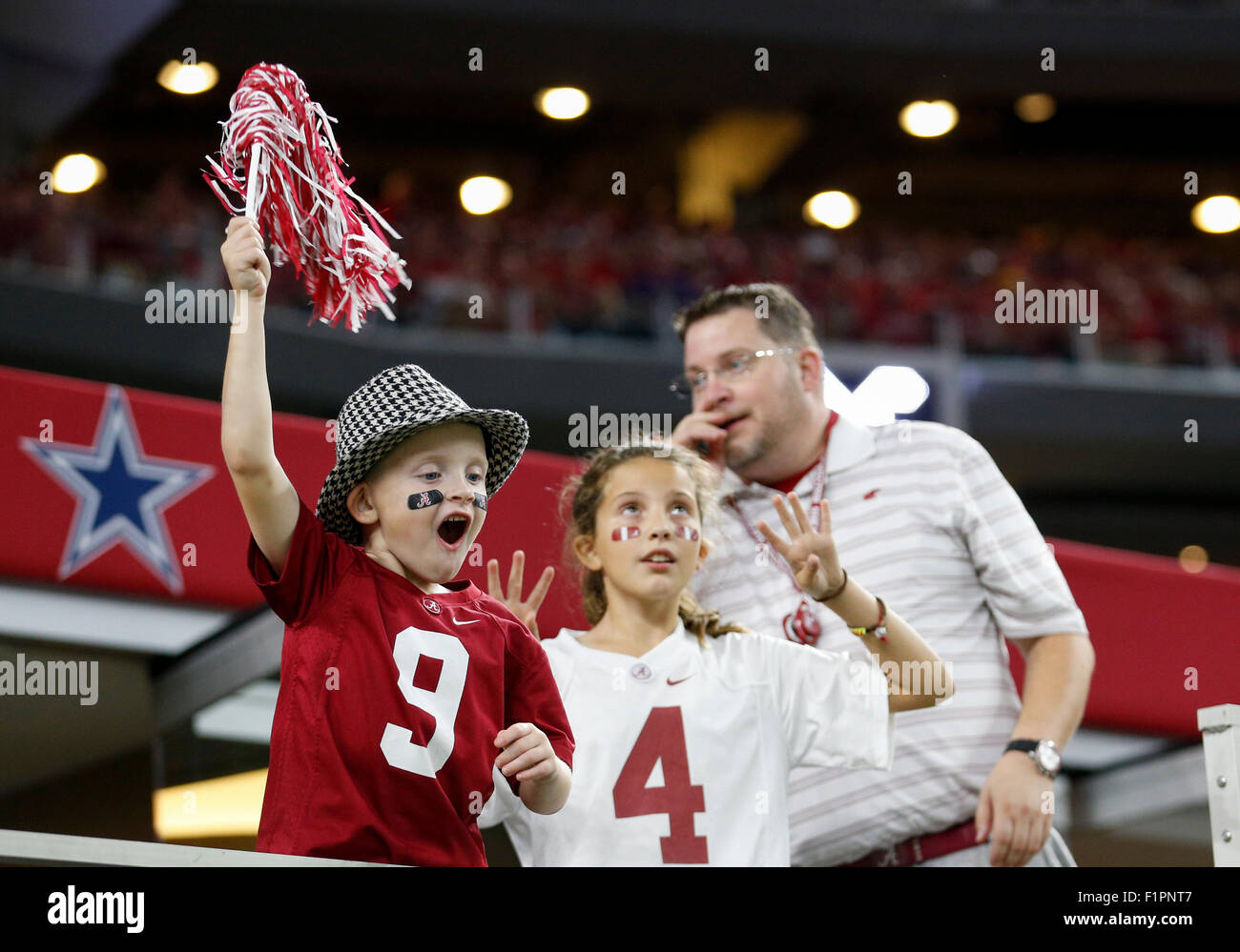 September 5, 2015: A young Alabama Crimson Tide fan wears his ...