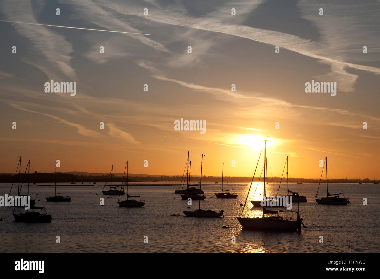 Beautiful sunrise over Langstone Harbour, viewed from Hayling Island ...