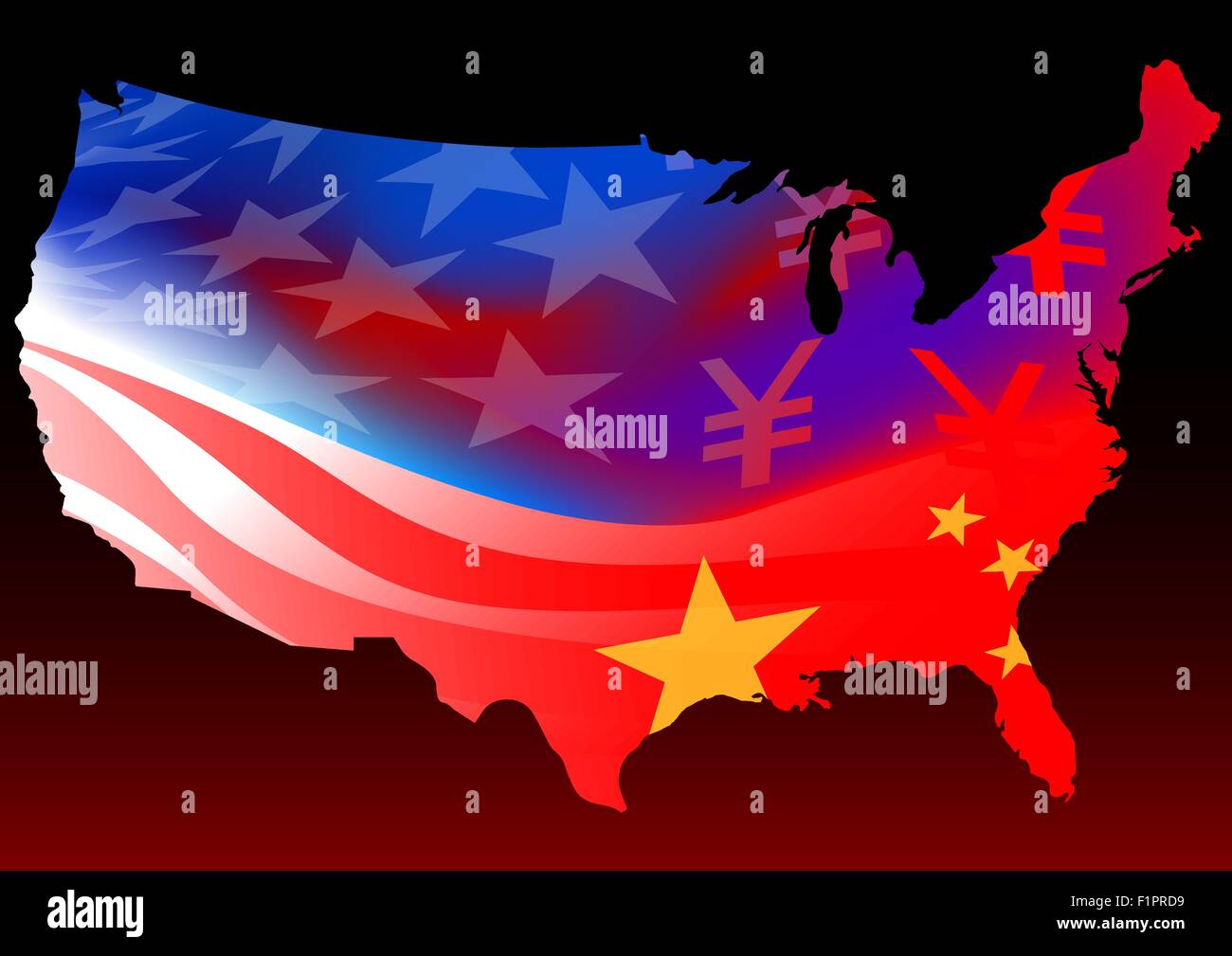 American Map Chinese Usa Flag High Resolution Stock Photography and ...