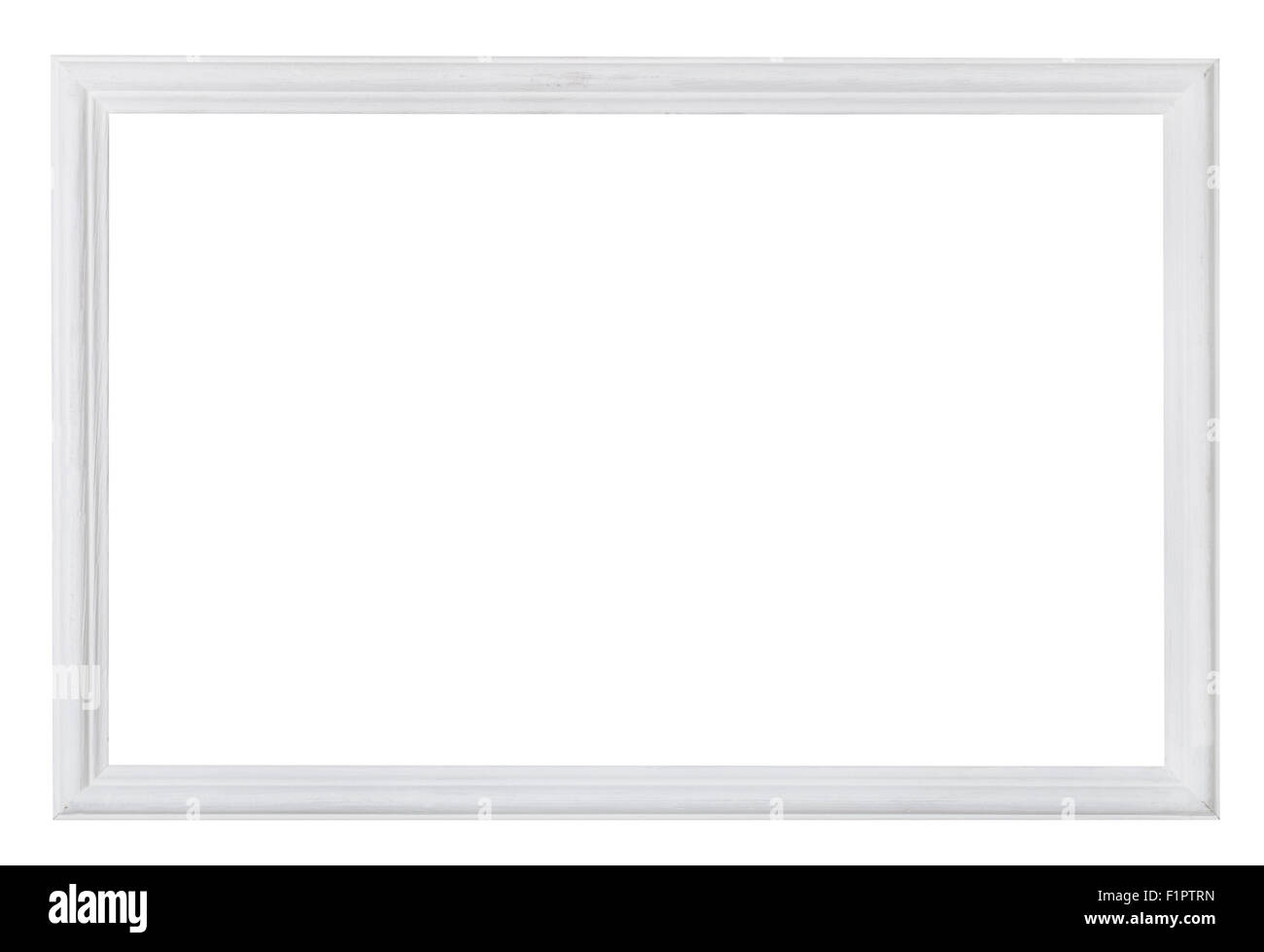 white painted narrow wooden picture frame with cut out blank space ...