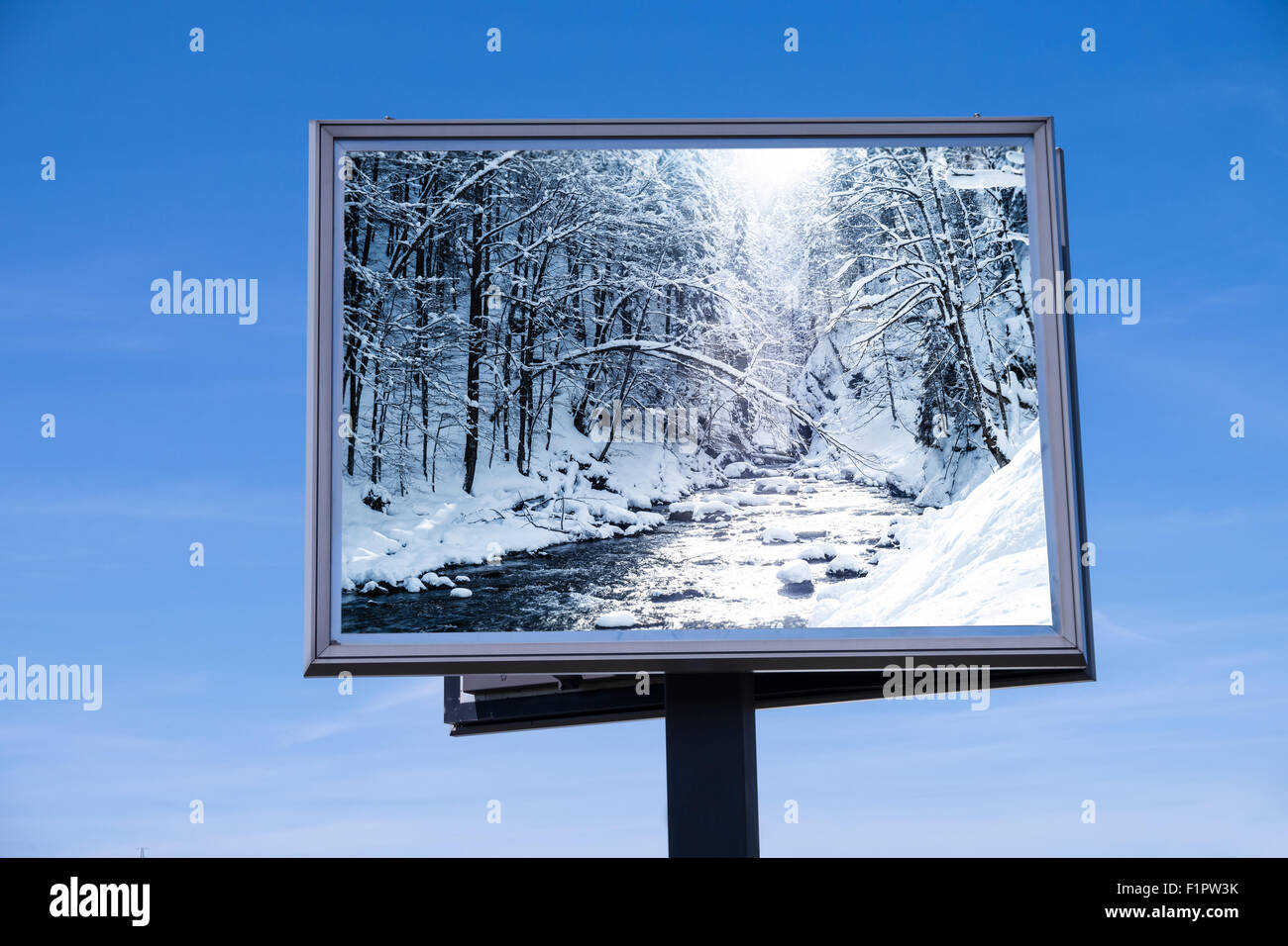 Winter landscape on billboard Stock Photo - Alamy