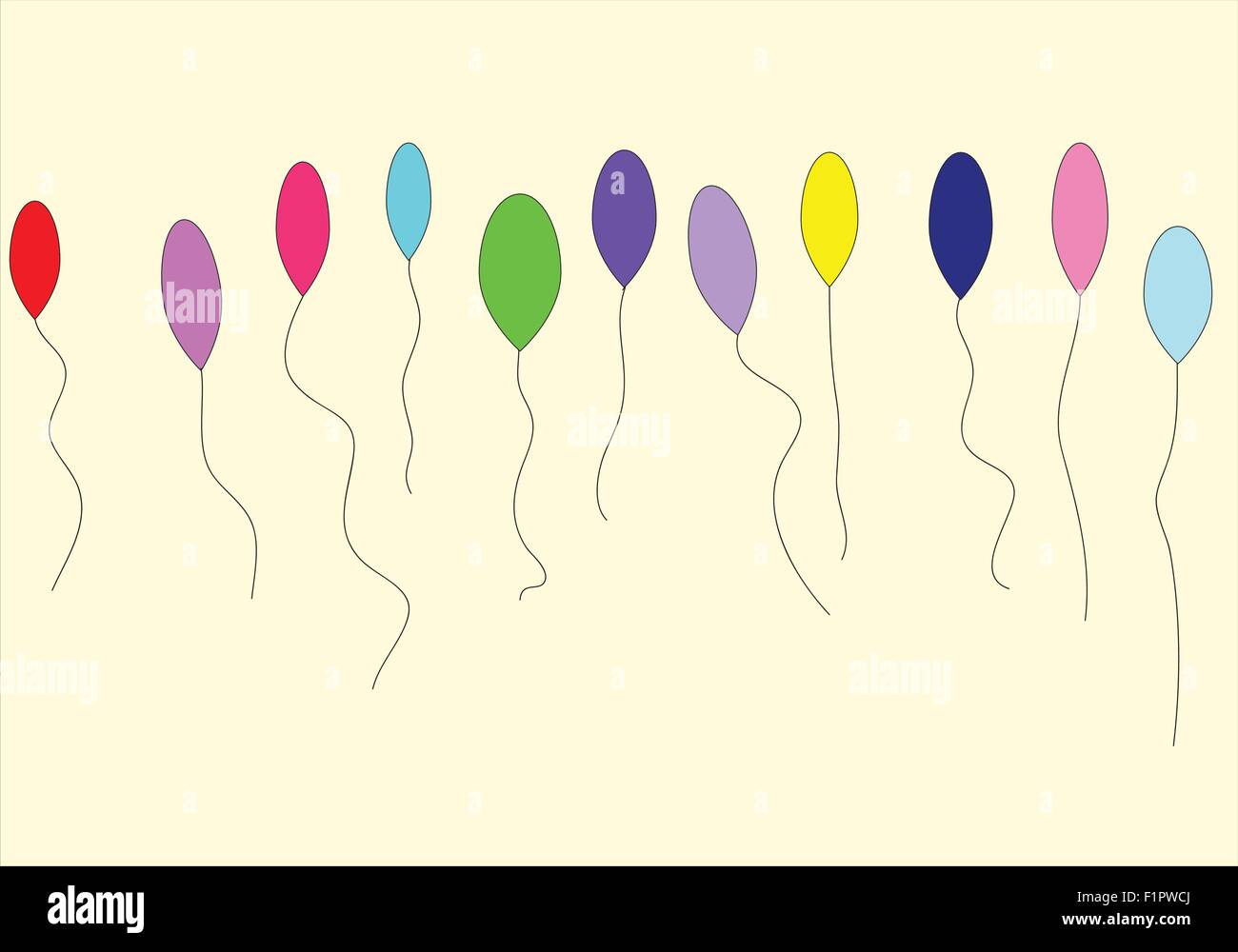 Eleven colorful balloons isolated on cream background Stock Vector ...