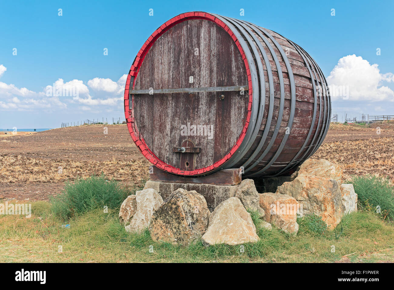 isolate barrel land on rock in green land Stock Photo - Alamy