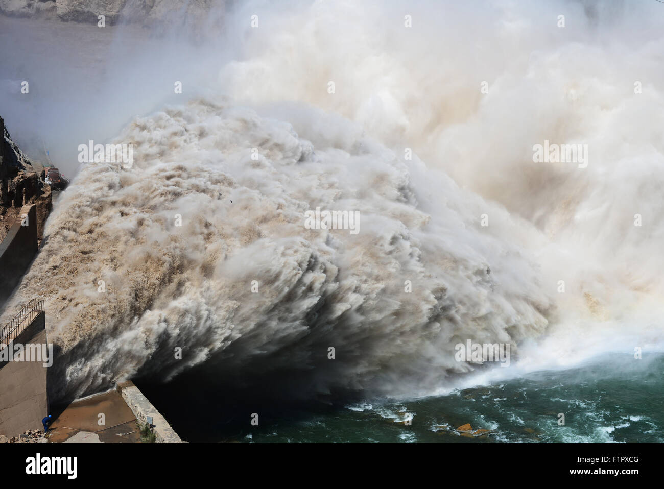Linxia, China's Gansu Province. 6th Sep, 2015. Water gushes out from ...