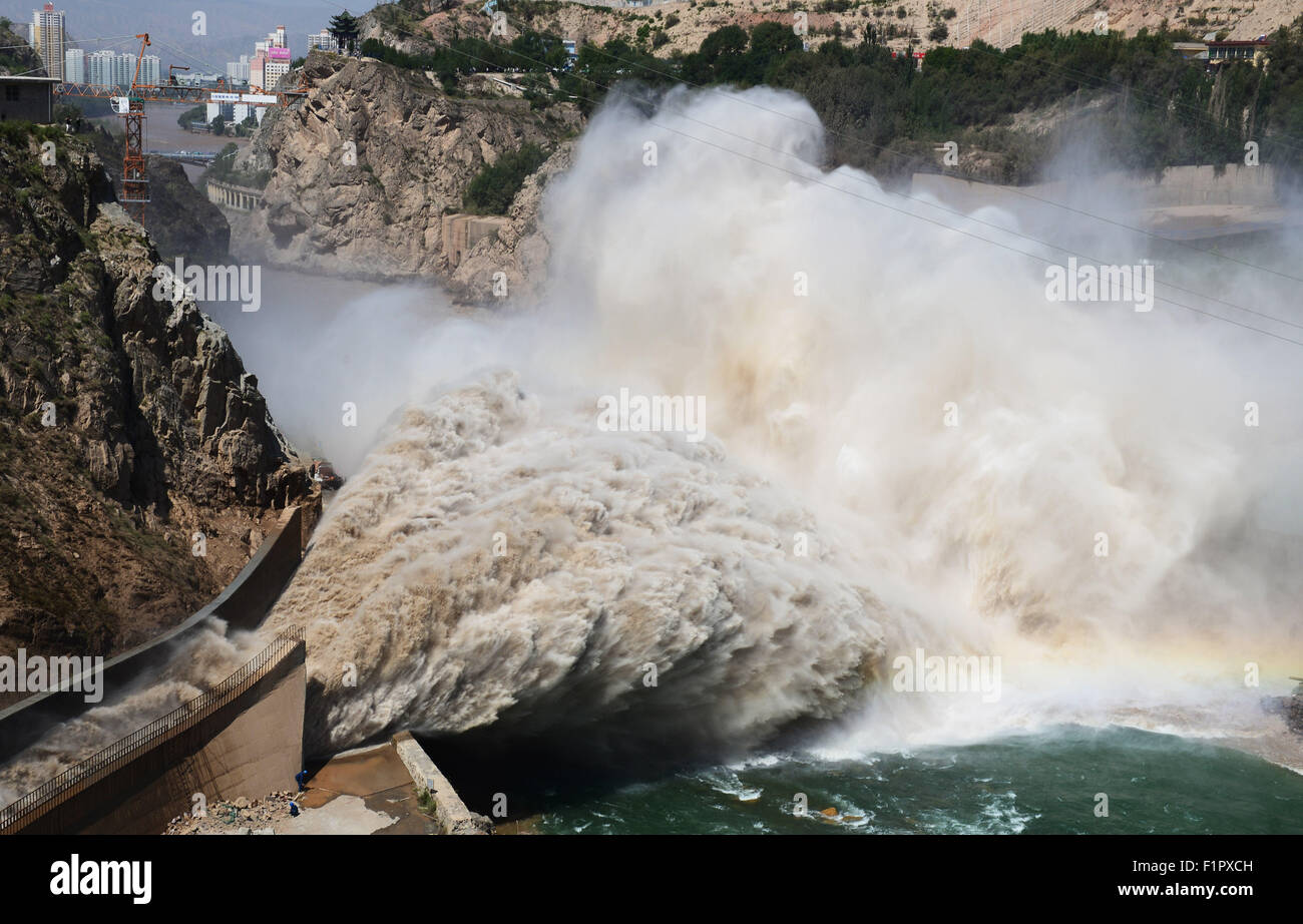 Linxia, China's Gansu Province. 6th Sep, 2015. Water gushes out from ...
