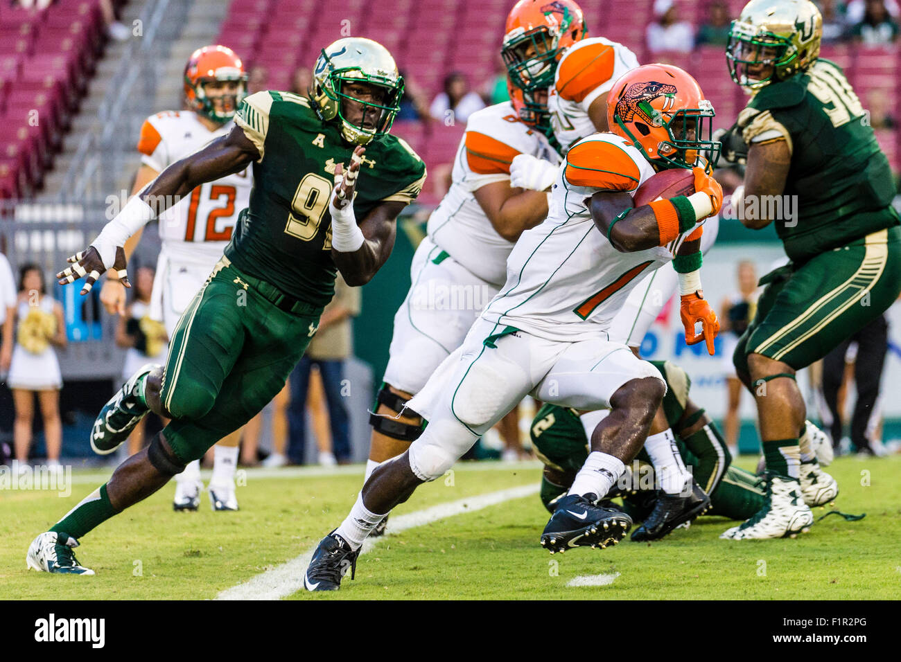 Tampa, Florida, USA. 5th September, 2015. Florida A&M Rattlers running ...