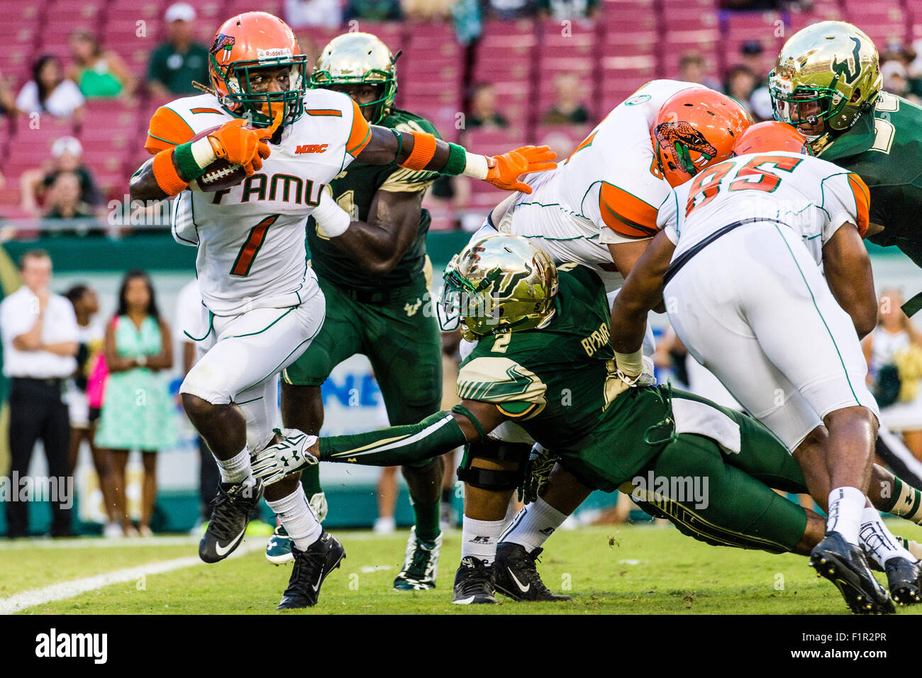 Tampa, Florida, USA. 5th September, 2015. Florida A&M Rattlers running ...