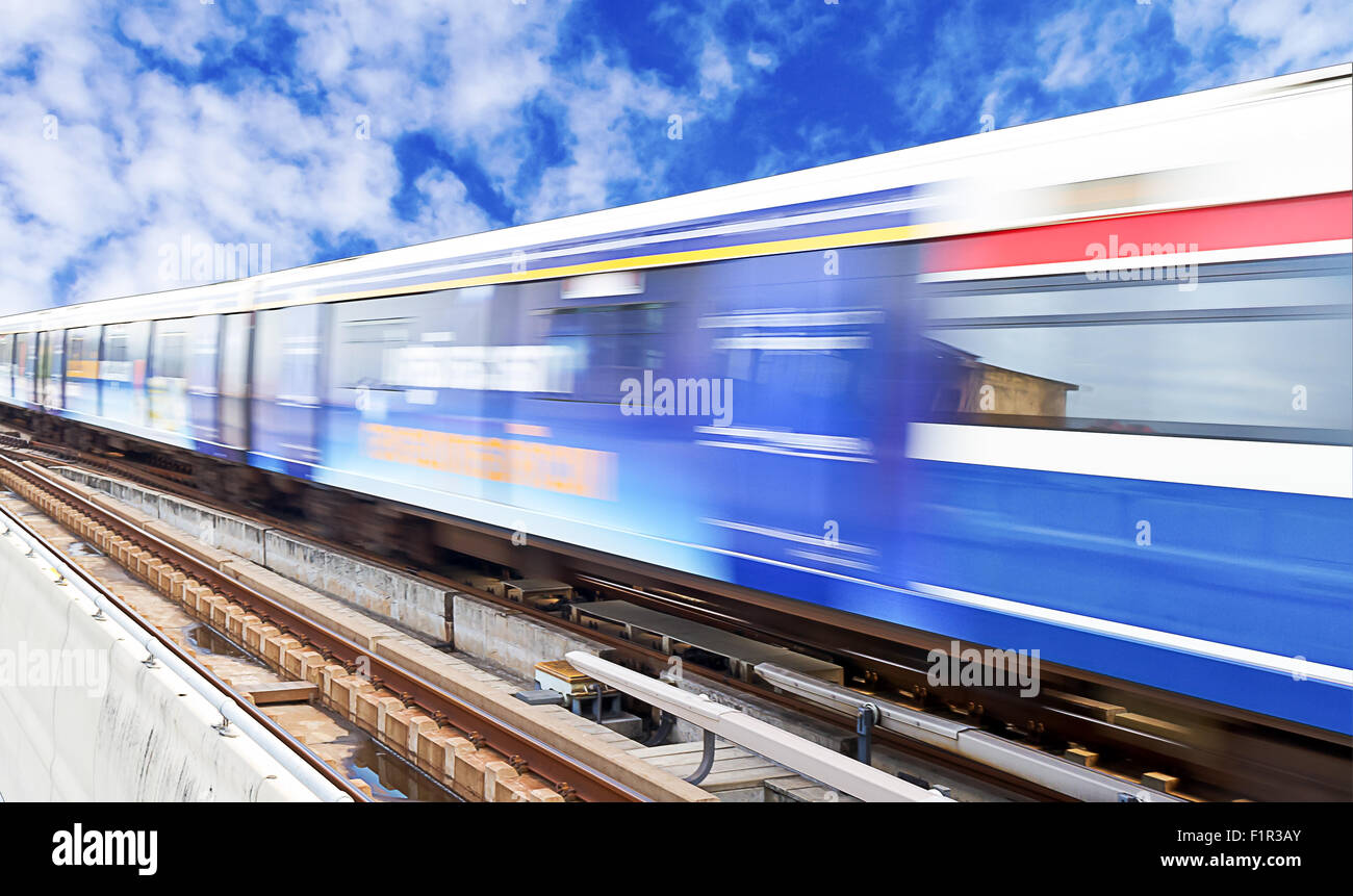 Abstract of high speed train with beautiful sky background Stock Photo ...