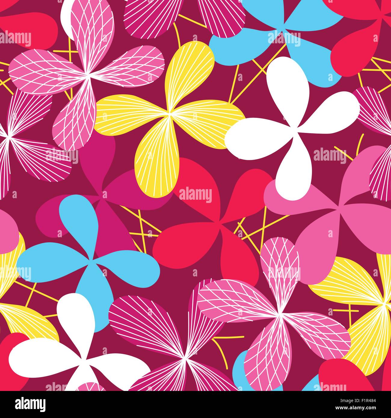 Abstract simple line floral seamless pattern Stock Vector Image & Art ...