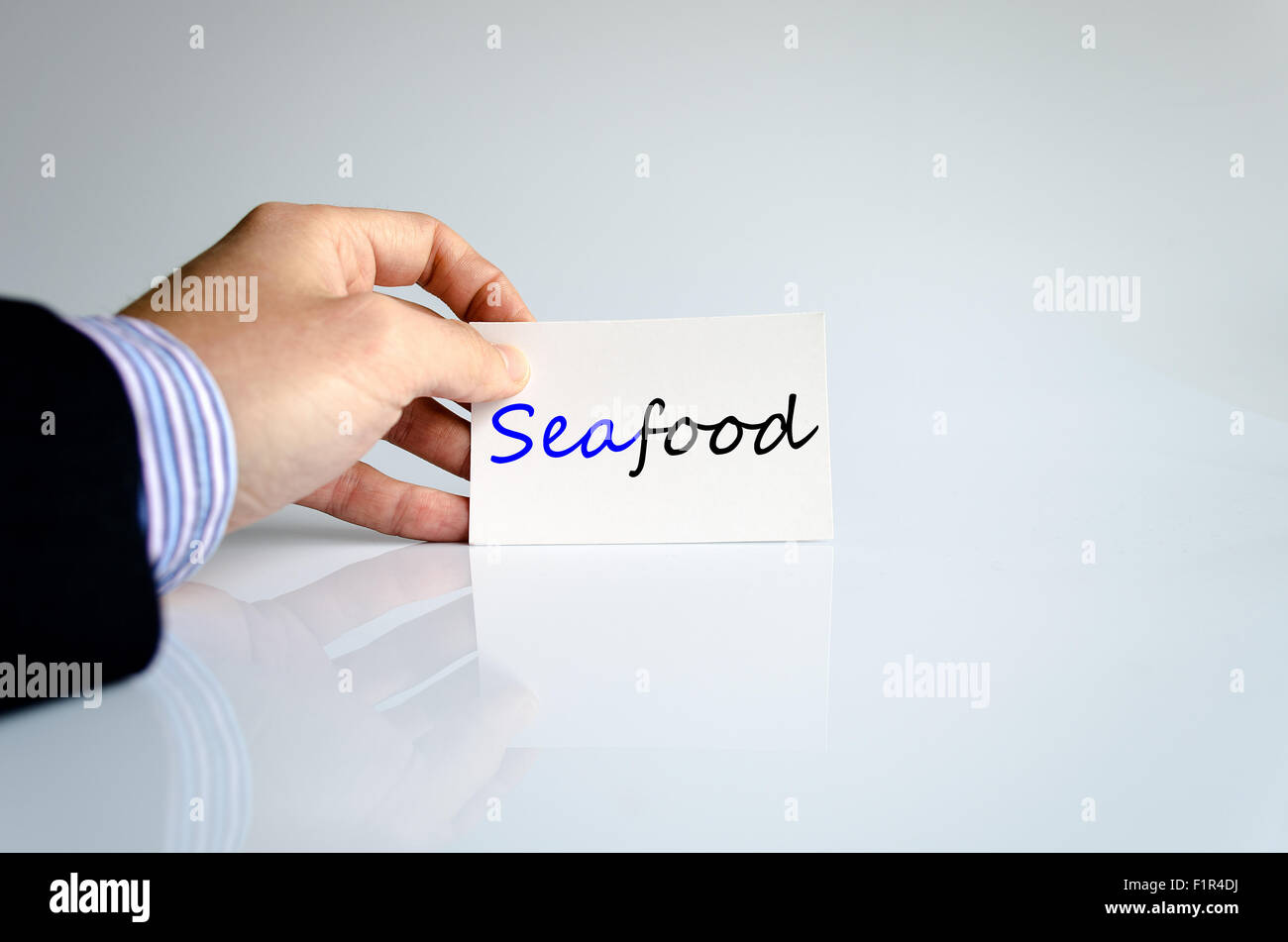 Seafood text concept isolated over white background Stock Photo - Alamy