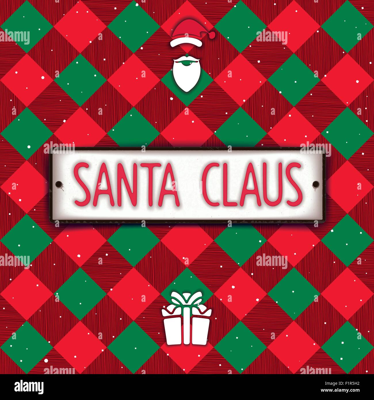 Santa Claus plate in the style of car number on the traditionally ...