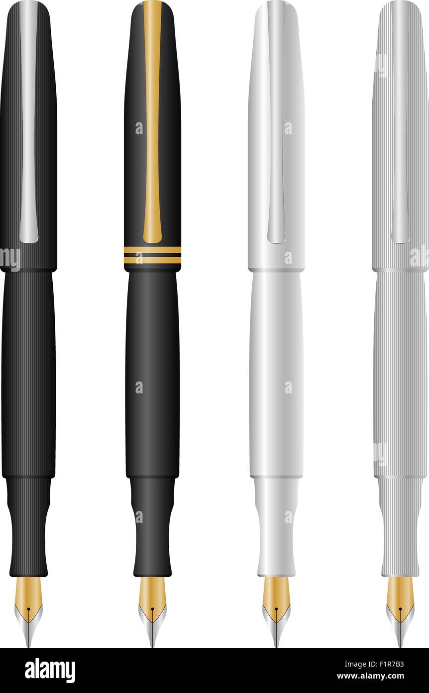 Four pens isolated on a white background. Vector illustration Stock ...