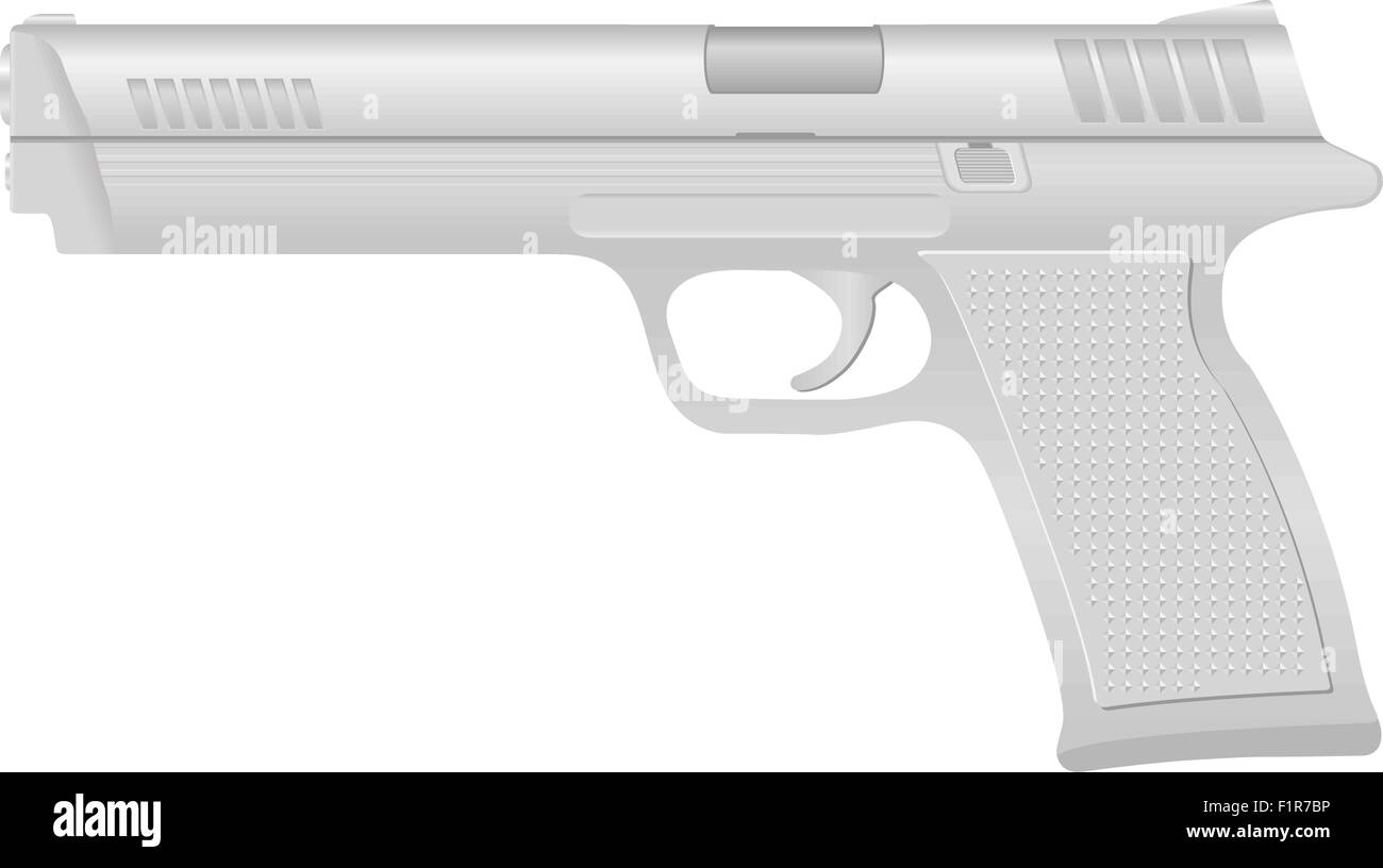Silver pistol on a white background. Vector illustration Stock Vector ...
