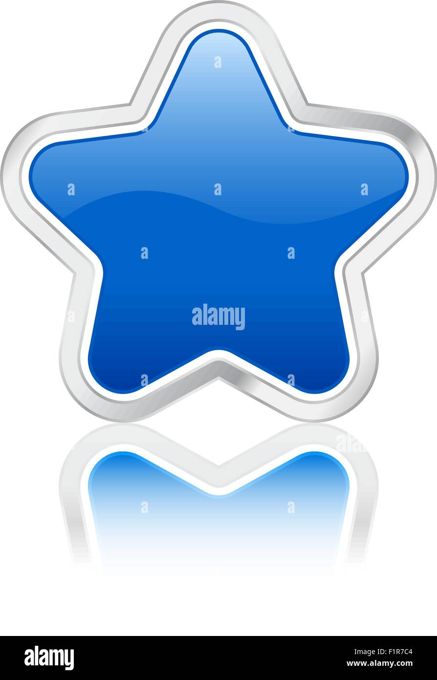 Blue star icon with metal contour, isolated on a white background ...