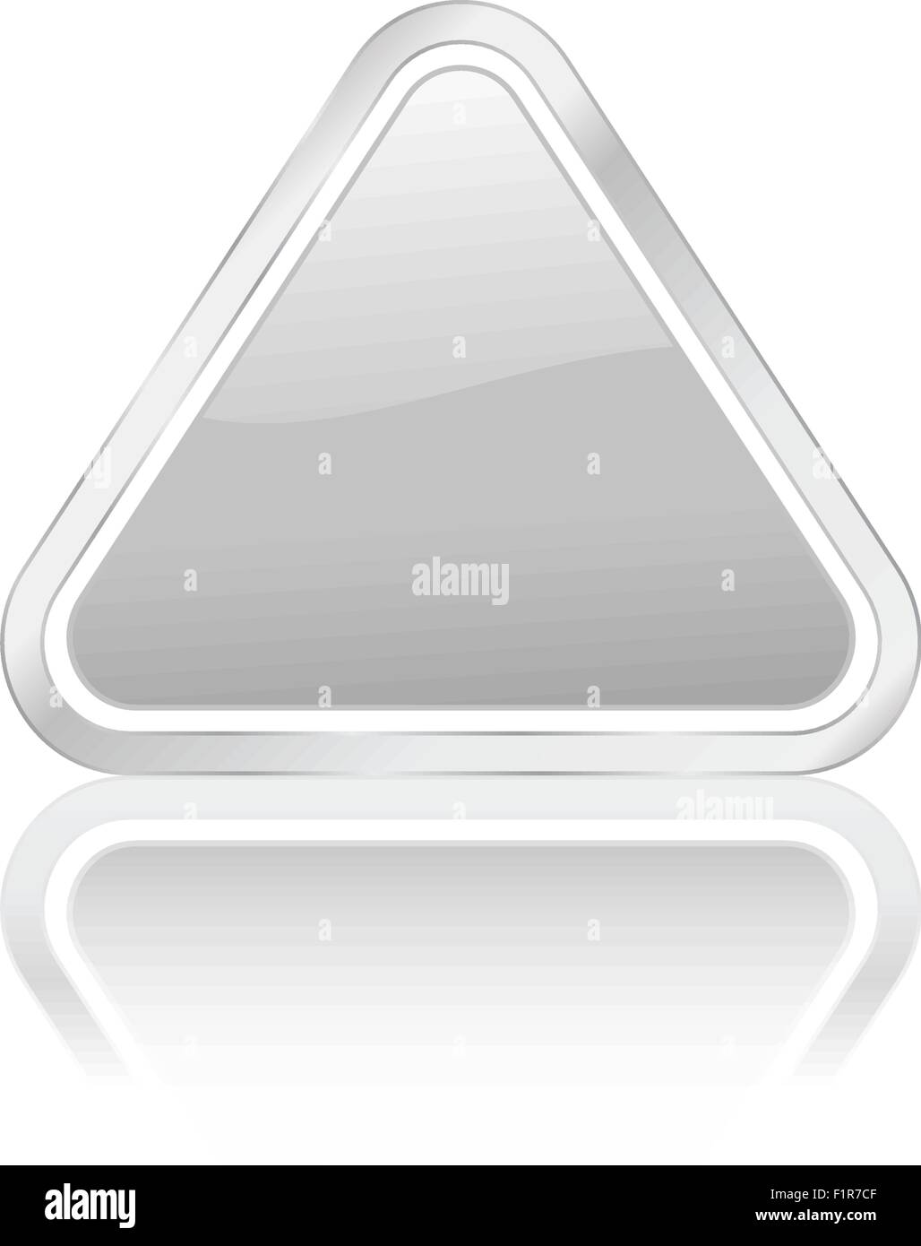 Triangular icon with metal contour, isolated on a white background ...