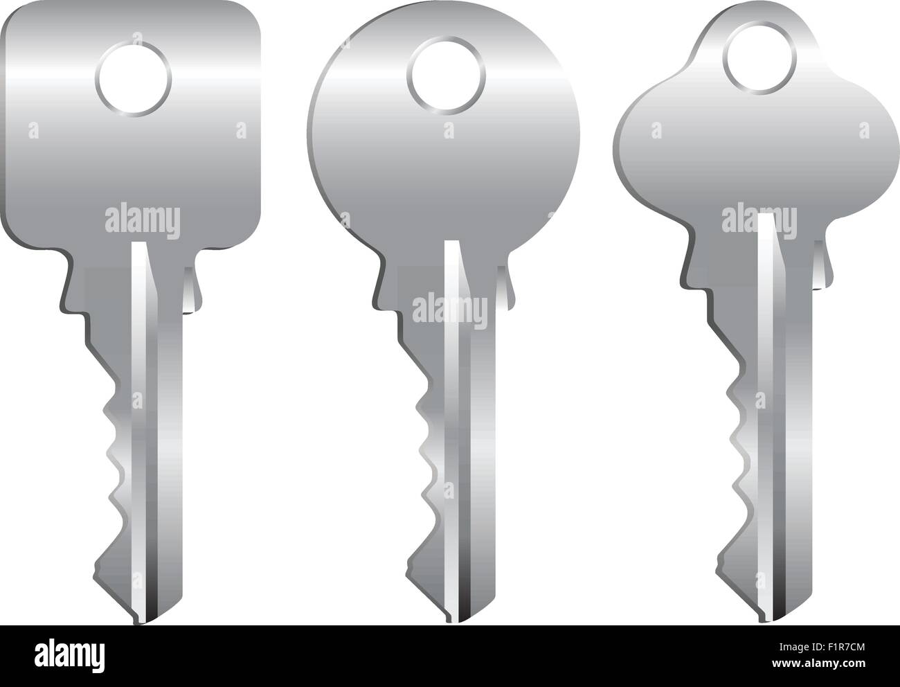 Three silver keys icon on a white background. Vector illustration Stock ...