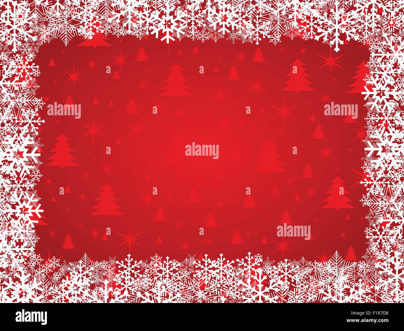 Red Christmas background with snowflakes and tree. Vector illustration ...