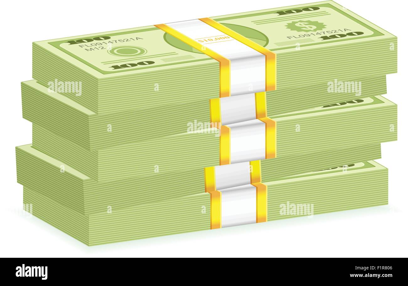 Hundreds dollar banknotes stack on a white background. Vector ...