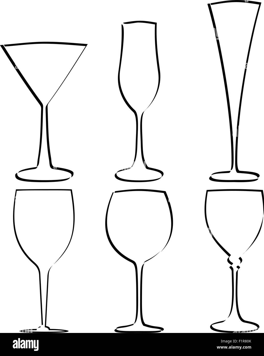 Isolated stem glass outline on a white background. Vector illustration ...