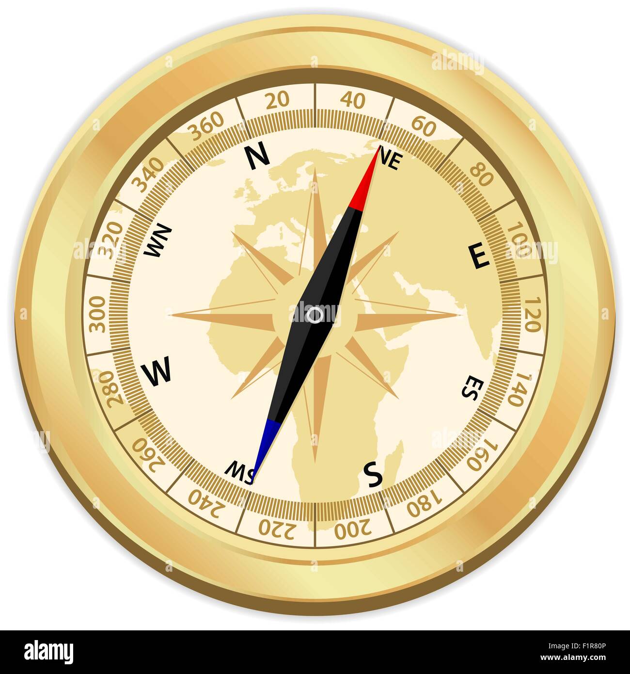 Gold compass on a white background. Vector illustration Stock Vector ...
