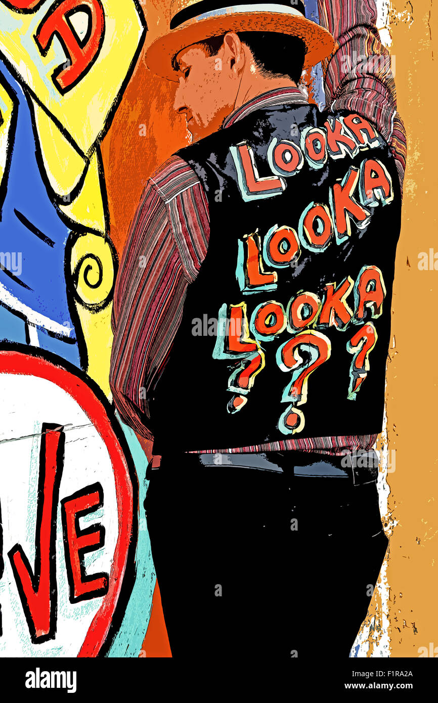 Photoshop manipulated portrait of a barker at the Coney Island Sideshow ...