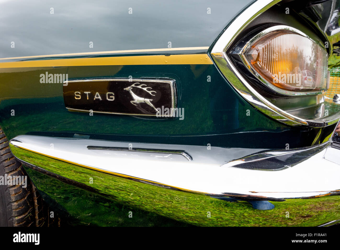 A Triumph Stag badge at The Beckbury Show 2015 Shropshire uk Stock ...