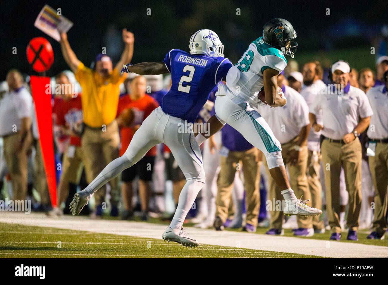 Coastal Carolina wide receiver Bruce Mapp (18) makes a catch but is ...