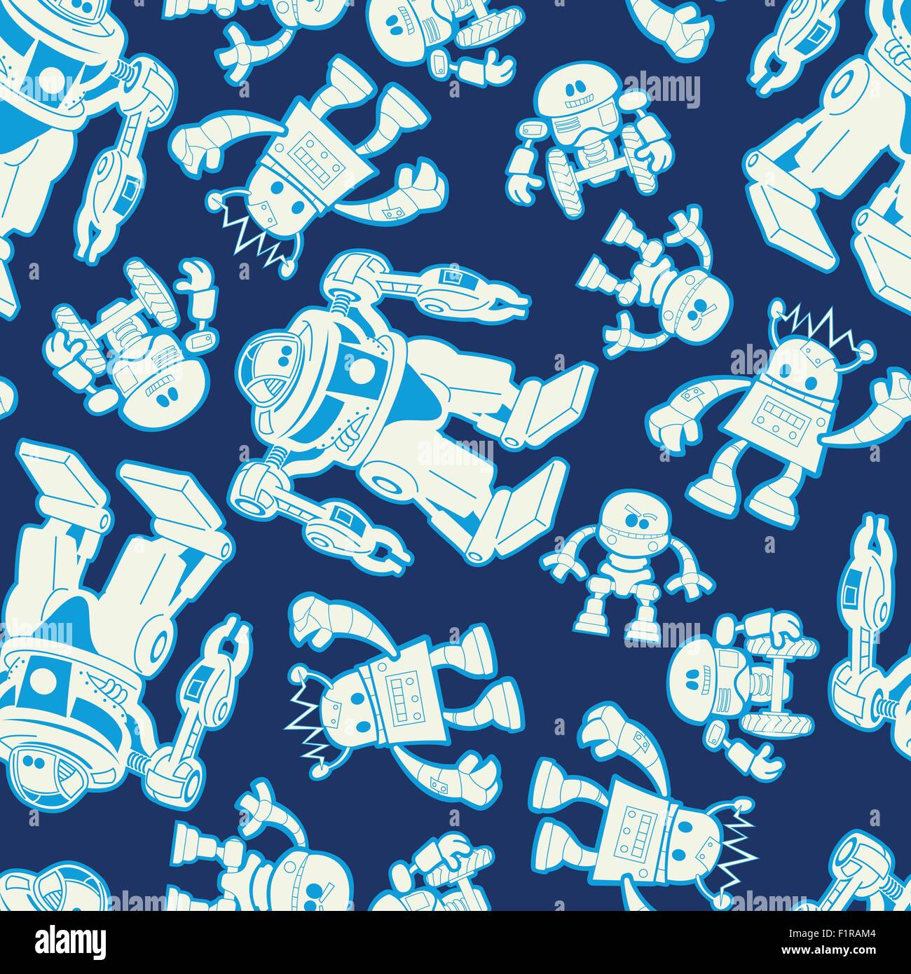 Robot force seamless pattern on a navy background Stock Vector Image ...
