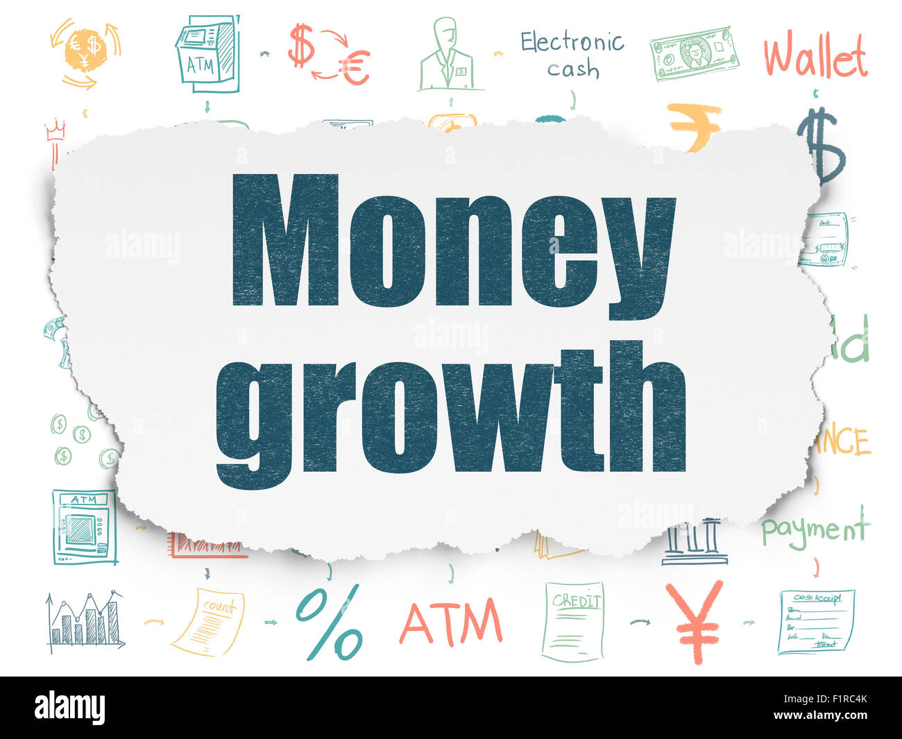 Money concept: Money Growth on Torn Paper background Stock Photo - Alamy