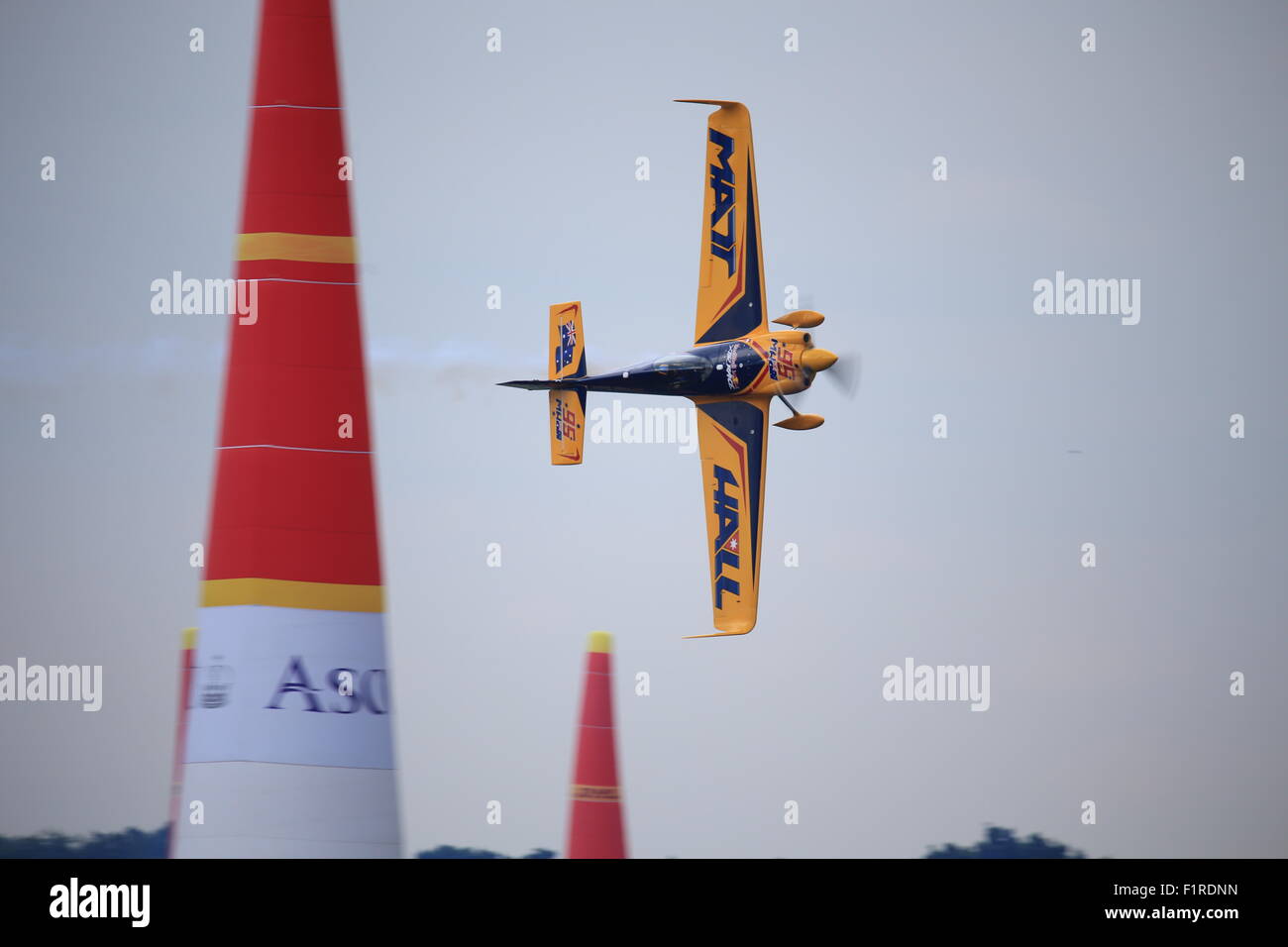 Matt Hall Flying Knife Edge at Red Bull Air Race at Ascot Race Course ...