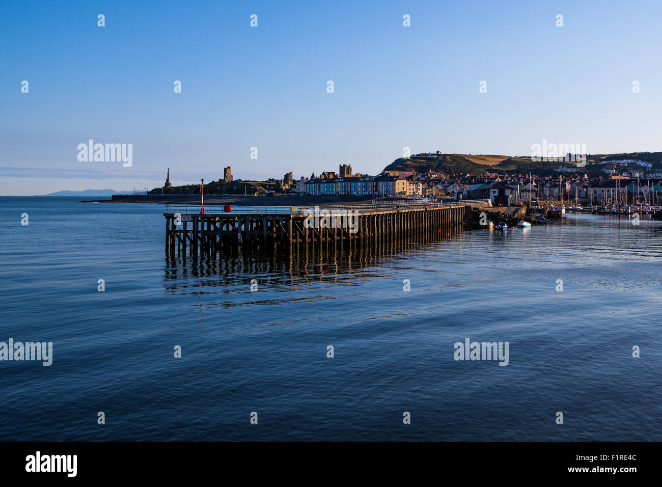 Aberystwyth harbour entrance on a clear calm summer's morning Stock ...