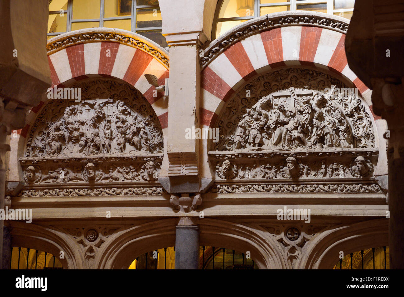 Relief stone carving of two stations of the cross at the Hypostyle ...