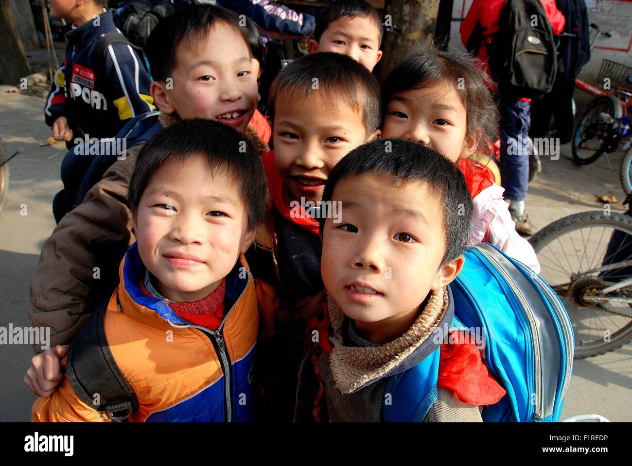 Pengzhou Township, China: Group of Chinese school children are all ...