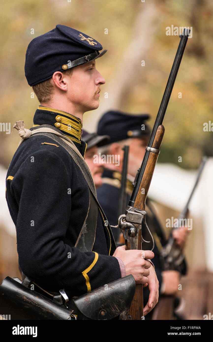 Union soldiers at a Civil War re-enactment Stock Photo - Alamy