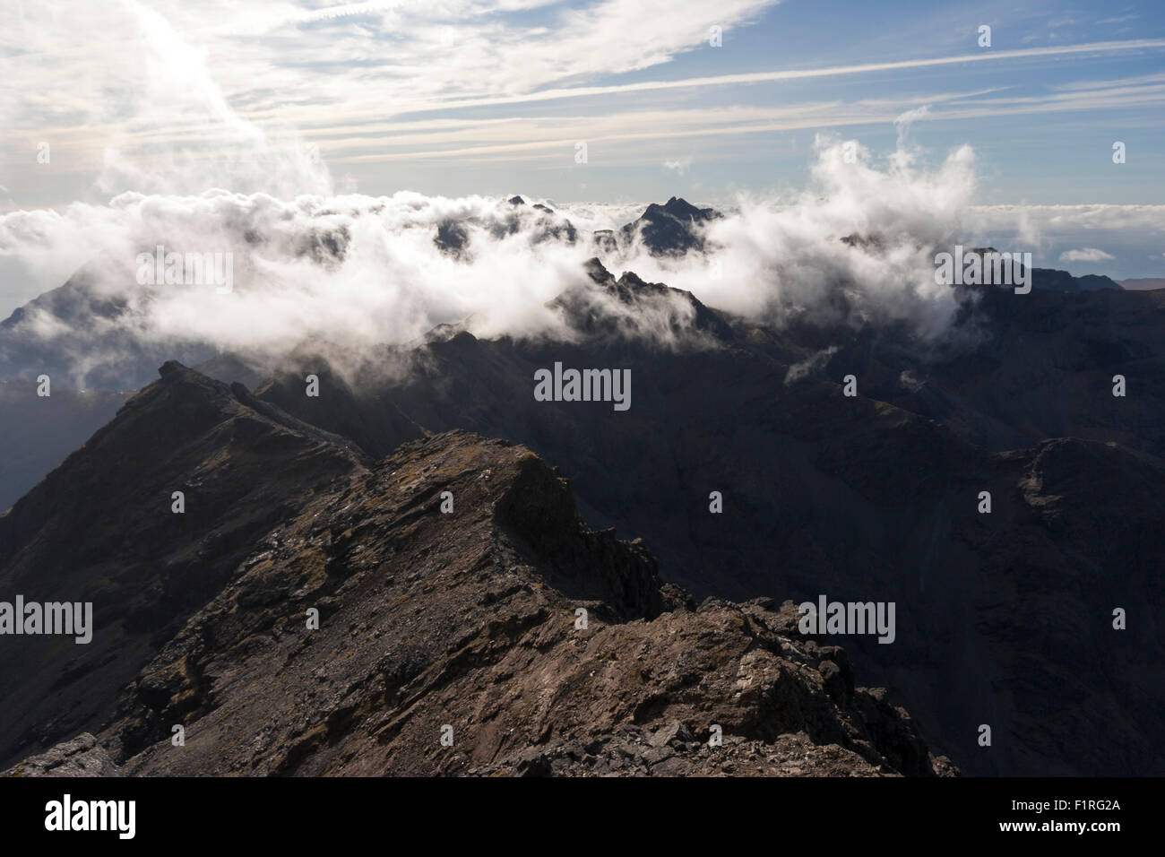 The Cuillin Ridge, Isle of Skye, Scotland, UK. Photographed from Bruach ...