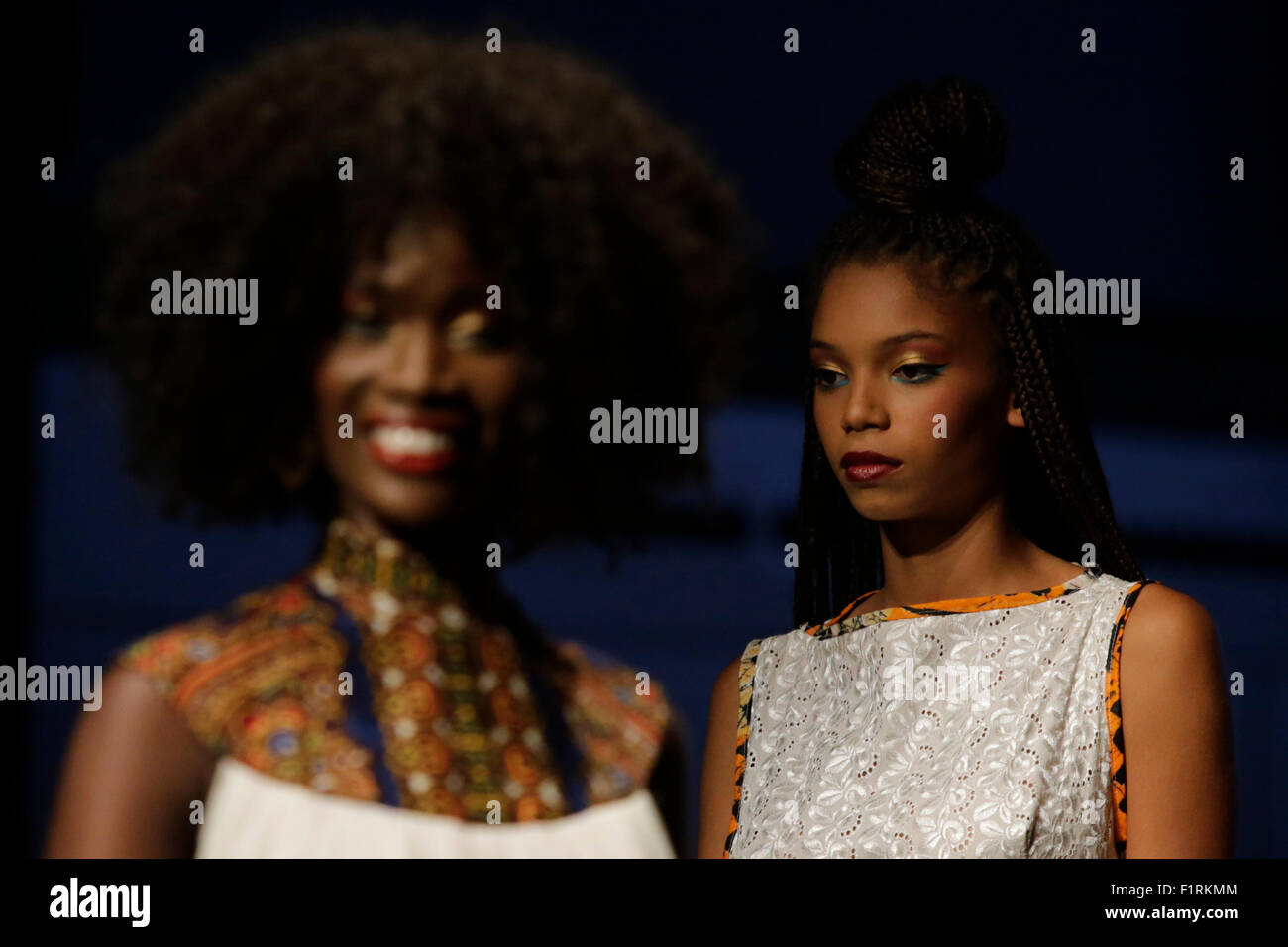 Barcelona, Spain. 6th Sep, 2015. Models present designs by Afrikanus ...