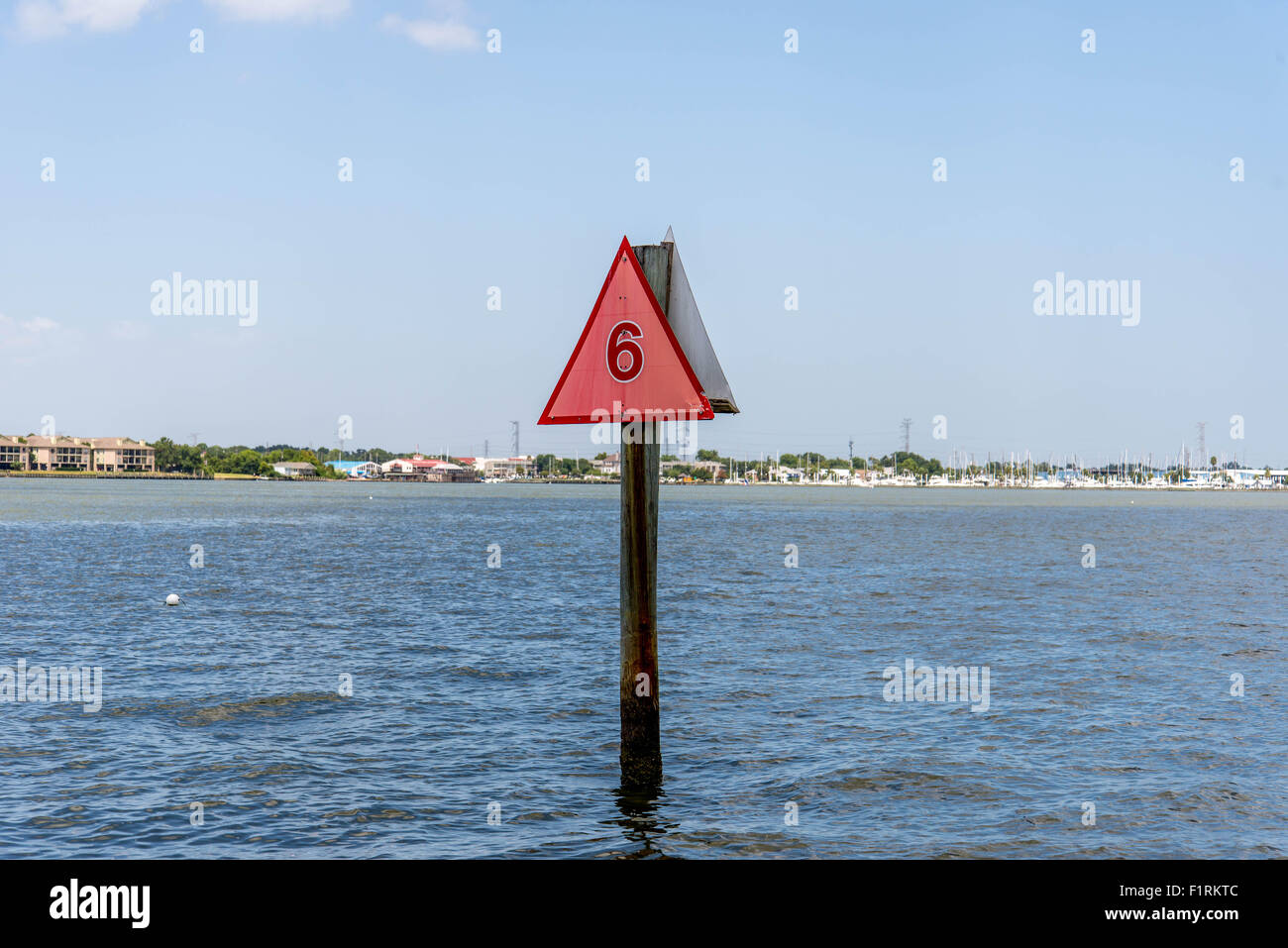 pink triangle open water marker Stock Photo - Alamy