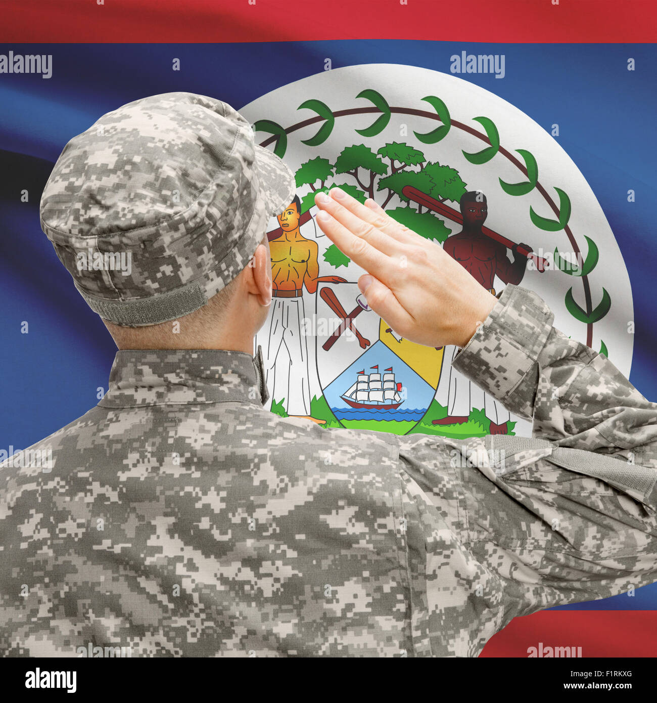National military forces with flag on background conceptual series ...