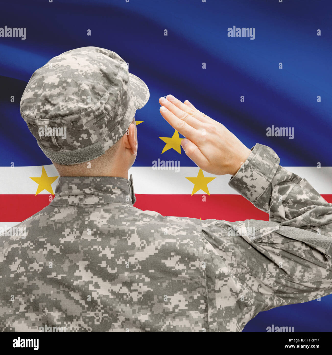 National military forces with flag on background conceptual series ...