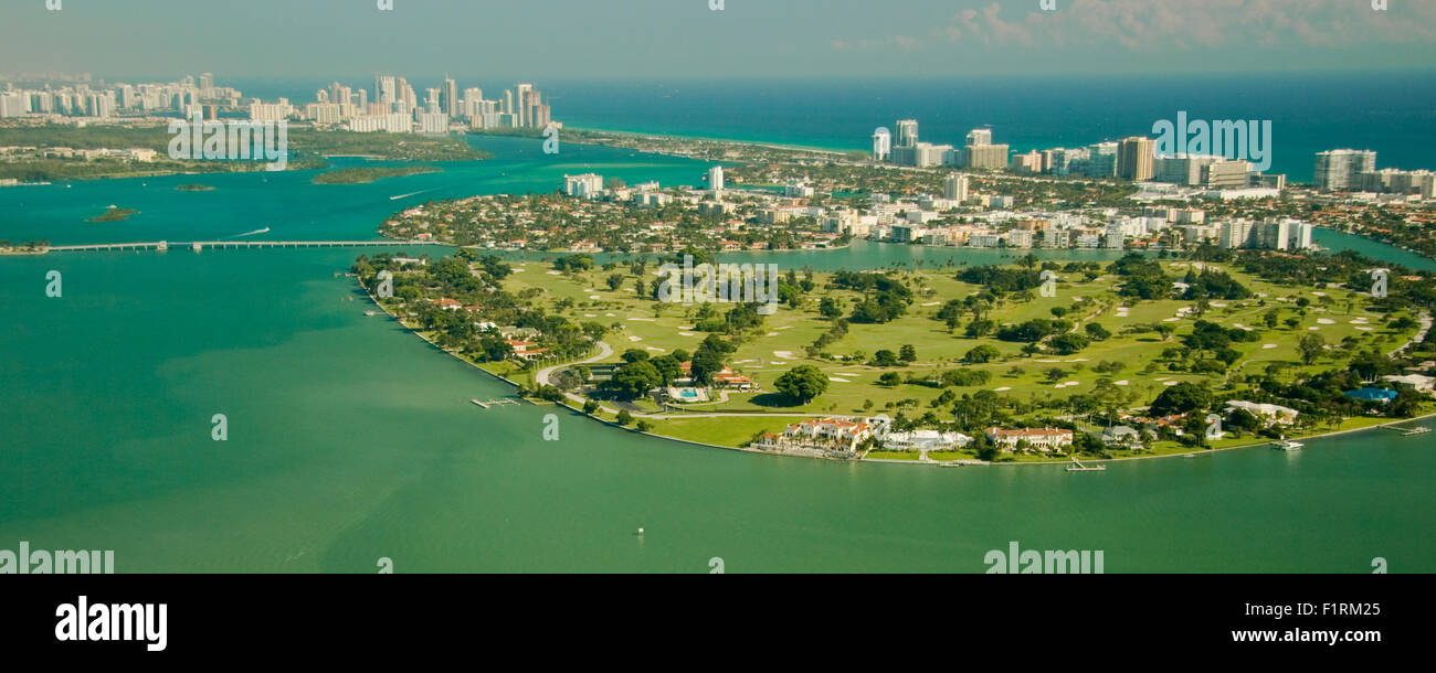 Aerial view of a city at the waterfront, Miami, Florida, USA Stock ...